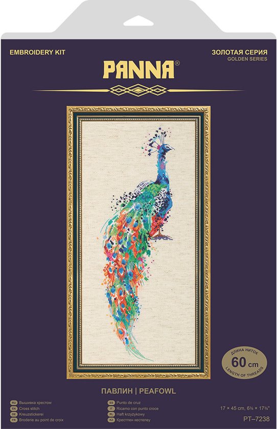 PANNA borduurpakket Pauw- PT-7238 - Kruissteek - Borduren voor volwassenen - Aida | bol