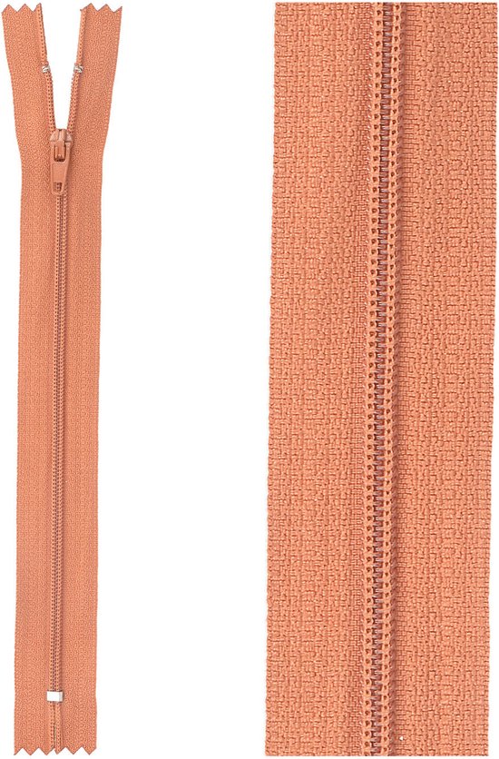 Fijne rits polyester roest bruin 35cm - niet-deelbaar stevige rits | bol