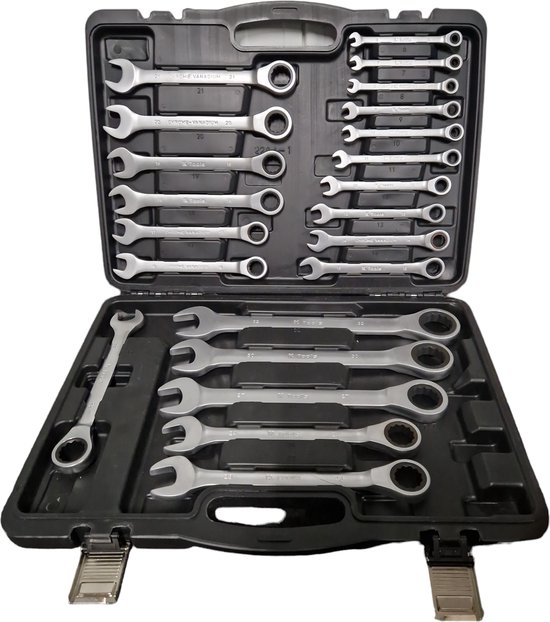 Steeksleutelset 22 delig - ringratelset - ringratel - steeksleutel set ...