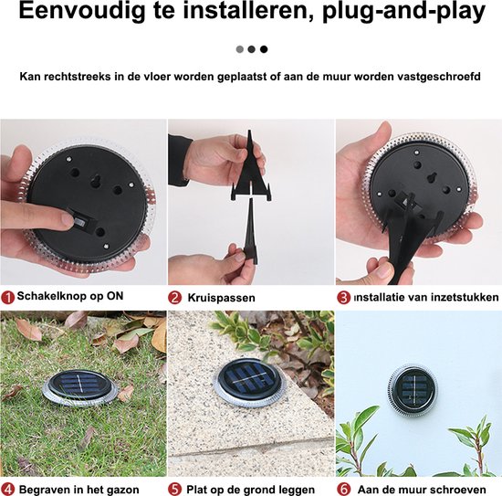 Solar Grondspots (8stuks) - Warm wit-RVS Grond Spots op Zonne-energie ...