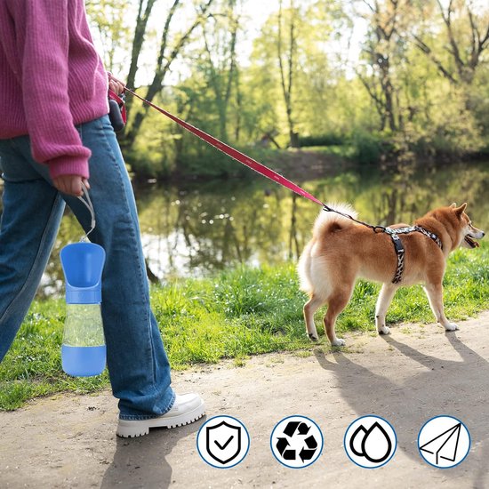 Waterfles voor honden, 490 ml, 2-in-1 draagbare huisdierdrinkfles voor ...
