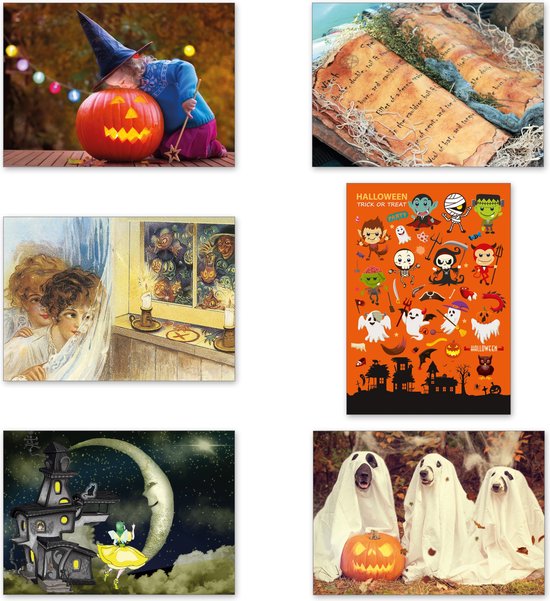 Halloween kaarten - Set van 6 verschillende ansichtkaarten - Leuke Post - H22 | bol