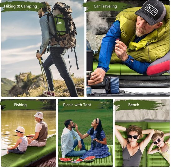 Camping isomat, extra dikke isomat, zelfopblazend, 10 cm opblaasbaar ...
