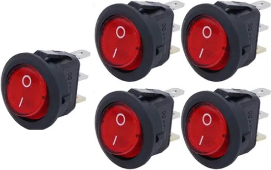 TLVX 5 stuks Schakelaar Rond Rood lampje – LED indicator ...