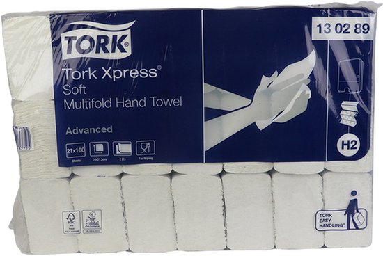 Tork Xpress multifold handdoekjes wit H2, (120398)- 10 x 21x180 stuks ...