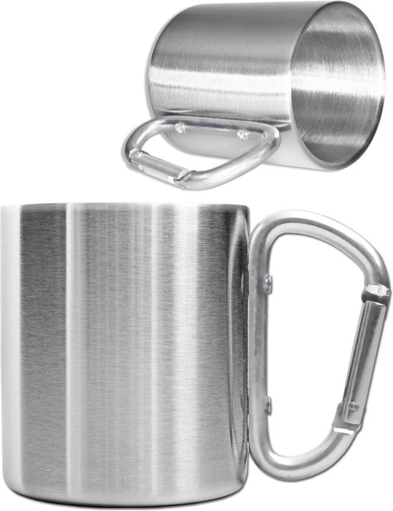 Camping mok, outdoor mok, metalen beker, 200 ml met geschroefde ...