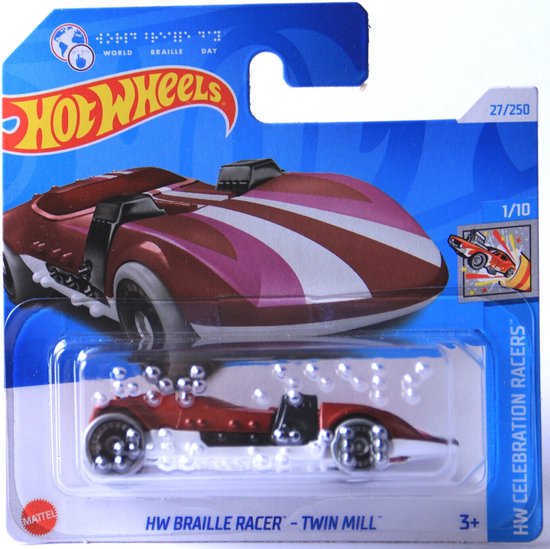 HOT WHEELS BRAILLE RACER TWIN MILL 27/250 RED 1:64 HW CELEBRATION ...