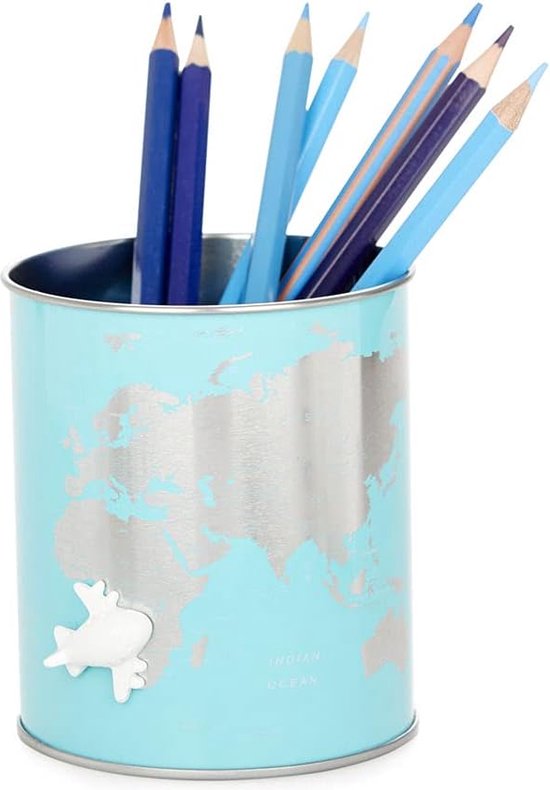 Pennenhouder Globe Kleur Turquoise Houd uw bureau georganiseerd doos ...