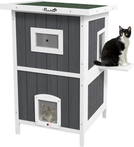 Kattenhuis - Voor buiten - Hok - Kooi - Bench - Ren - 2 verdiepingen ...