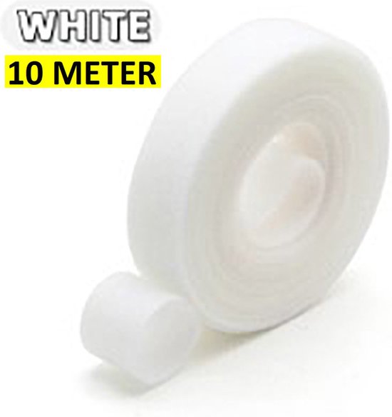 Kabel Organiser - Kabelbinder - Klittenband - Rol van 10 meter - Wit | bol