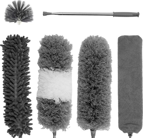 7 in 1 Telescopische plumeau set, microvezel stofbezem, afstoffer ...
