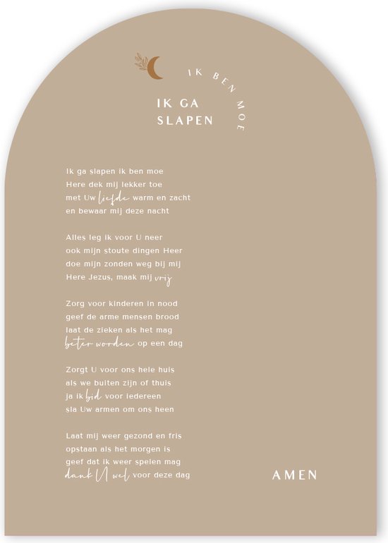 Poster A4 'Ik ga slapen, ik ben moe' nieuwe versie op luxe papier ...