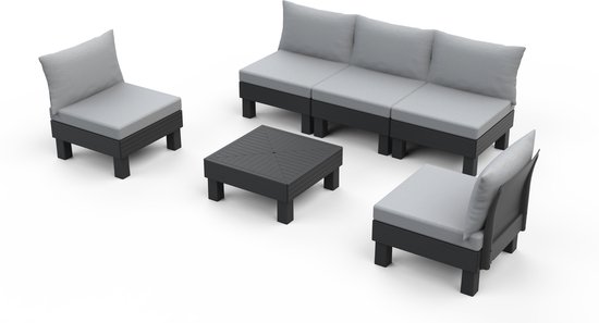 Keter Elements Loungeset - 5 a 6 personen - Antraciet | bol