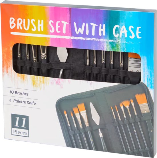 Penselen Set met Paletmes - Inclusief Etui - Voor Acrylverf en ...