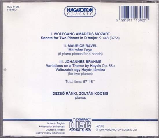 Piano duets - Wolfgang Amadeus Mozart, Maurice Ravel, Johannes Brahms ...