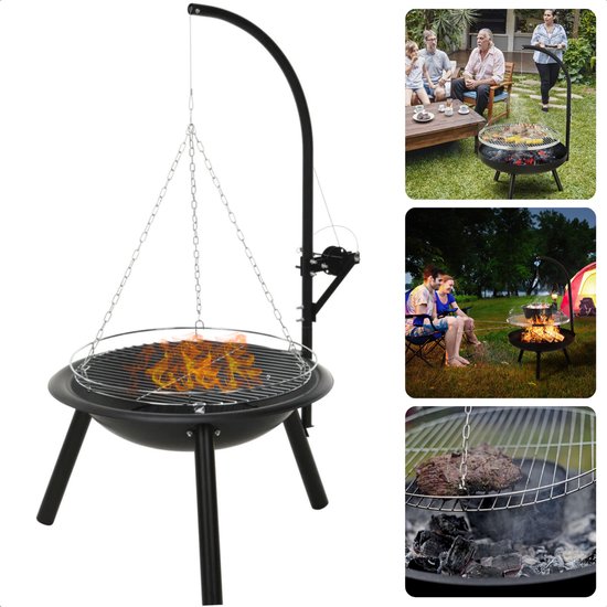 Cheqo® Barbecue Ajustable Avec Grille et Chaîne - Ø55Cm - Hauteur 100Cm ...
