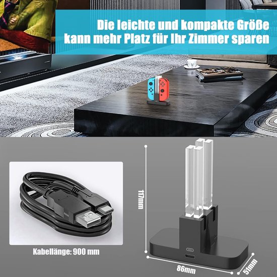 DiverseGoods Oplaaddock Geschikt voor Nintendo Switch [4 in 1], Joy-Con ...