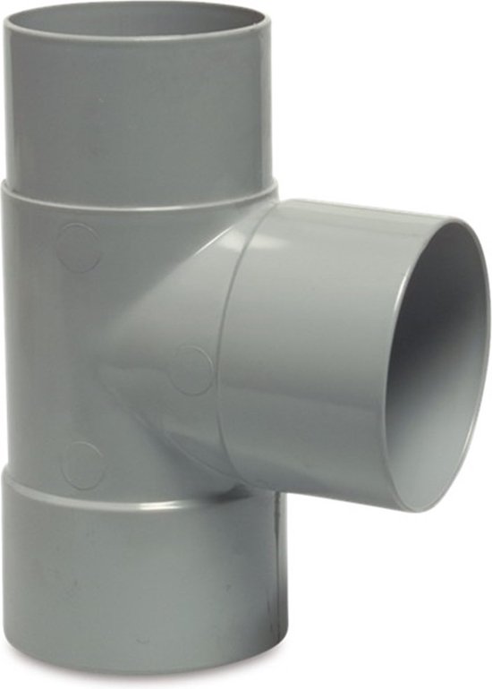 T-stuk 87° PVC-U 100 mm lijmmof x lijmmof x verjonging grijs | bol