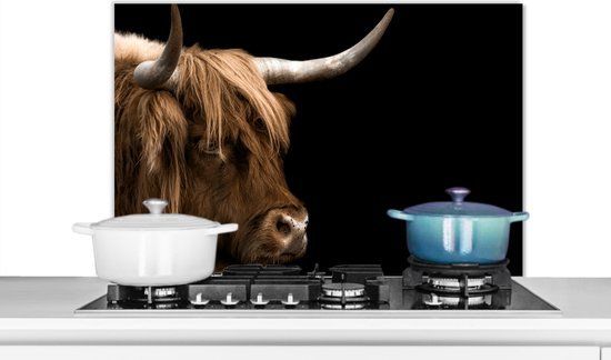 Spatscherm keuken 80x55 cm - Kookplaat achterwand Schotse hooglander ...
