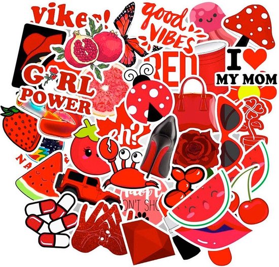 50x Stickers en Decals - VSCO Red | bol