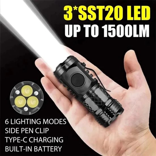 PocketMan LED Mini Zaklamp - Zeer Felle Penlight - 1500 Lumen - Met ...