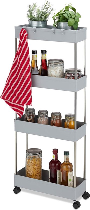 Keukentrolley van kunststof 98x15.5x40.5 cm - Smal opbergrek voor ...