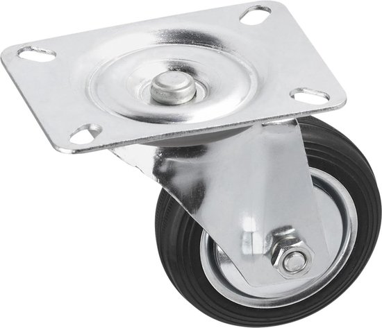 Zwenkwiel Ø 80 mm - 104 x 80 mm plaat - massief rubberen wiel - zacht ...