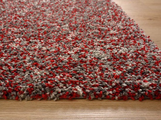 Hoogpolig vloerkleed gemêleerd - Blend rood/grijs 240x340 cm | bol