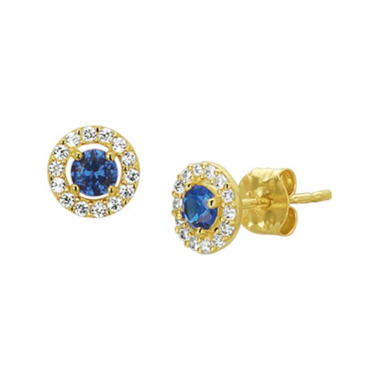 Sparkle14 Oorknoppen Syn. Saffier En Zirkonia - Goud | bol