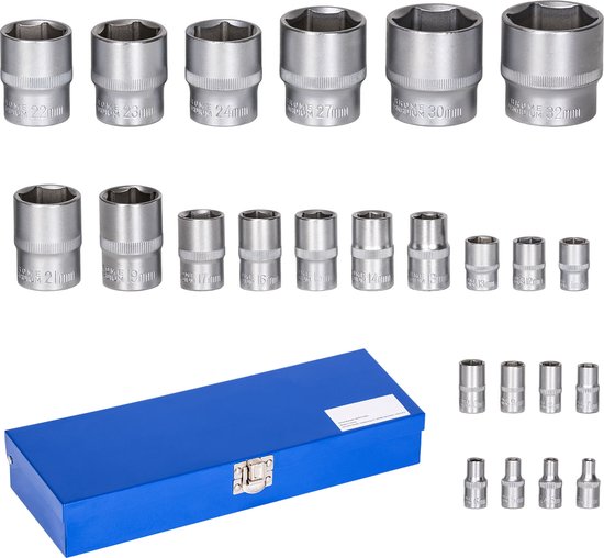 dopsleutelset - 24 stuks - met doos - chroom vanadium stalen sleutelset ...