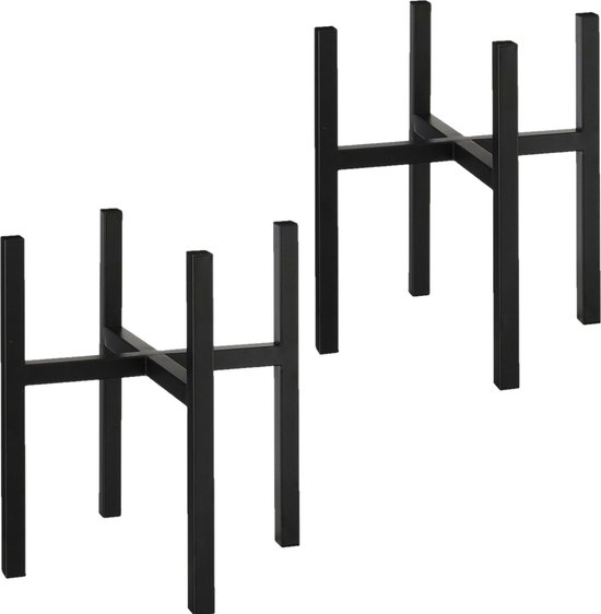 Mica Decorations - bloempot plantenstandaard/verhoger - zwart - D37.5 x H39.5 cm - 2x | bol