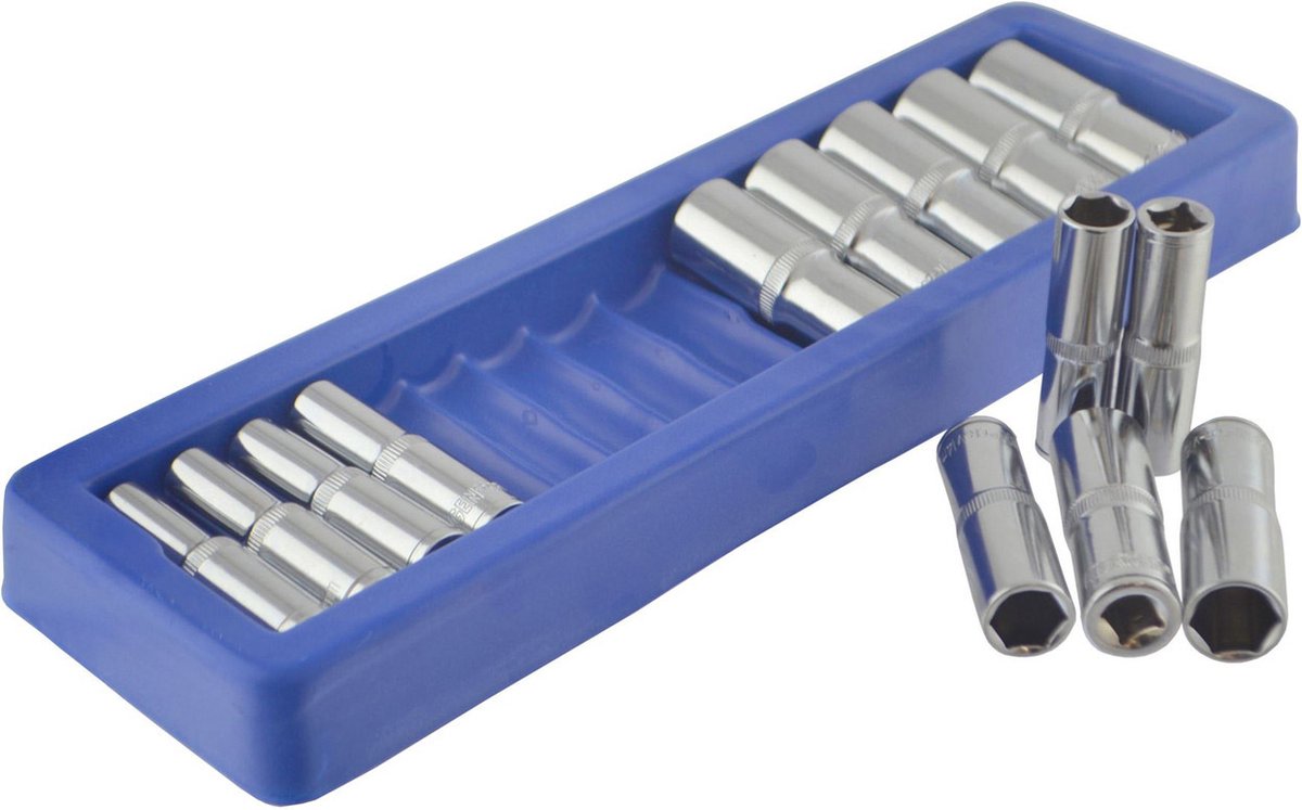 Doppenset met lange doppen 6-kant 3/8" 8-21 mm 14-delig | bol