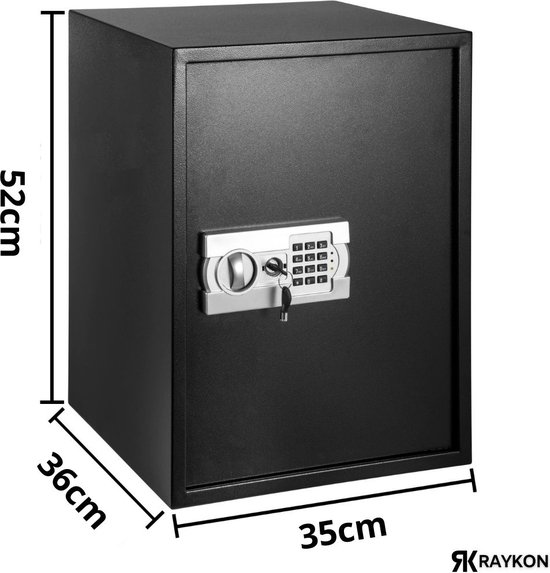 Raykon Elektronische Kluis met Cijferslot - Kluisje met Sleutel - Zwart ...