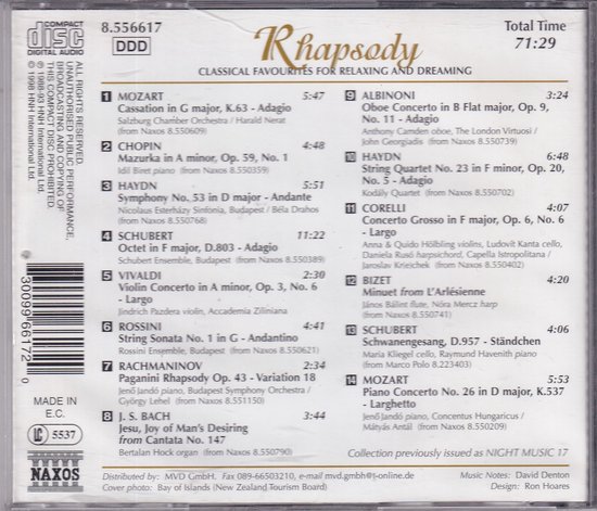 Rhapsody - Classical favourites for relaxing and dreaming - Werken van ...