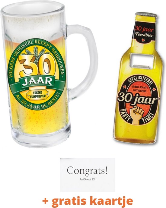 30 jaar Cadeau - Verjaardag - Cadeaupakket - Bieropener - Bierpul | bol.com