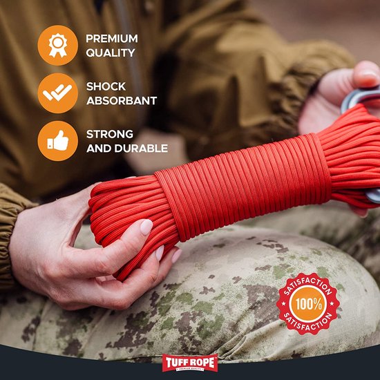 TUFF ROPE Paracord 550 (nylon) - 30m x 4mm - Het sterke outdoor touw ...