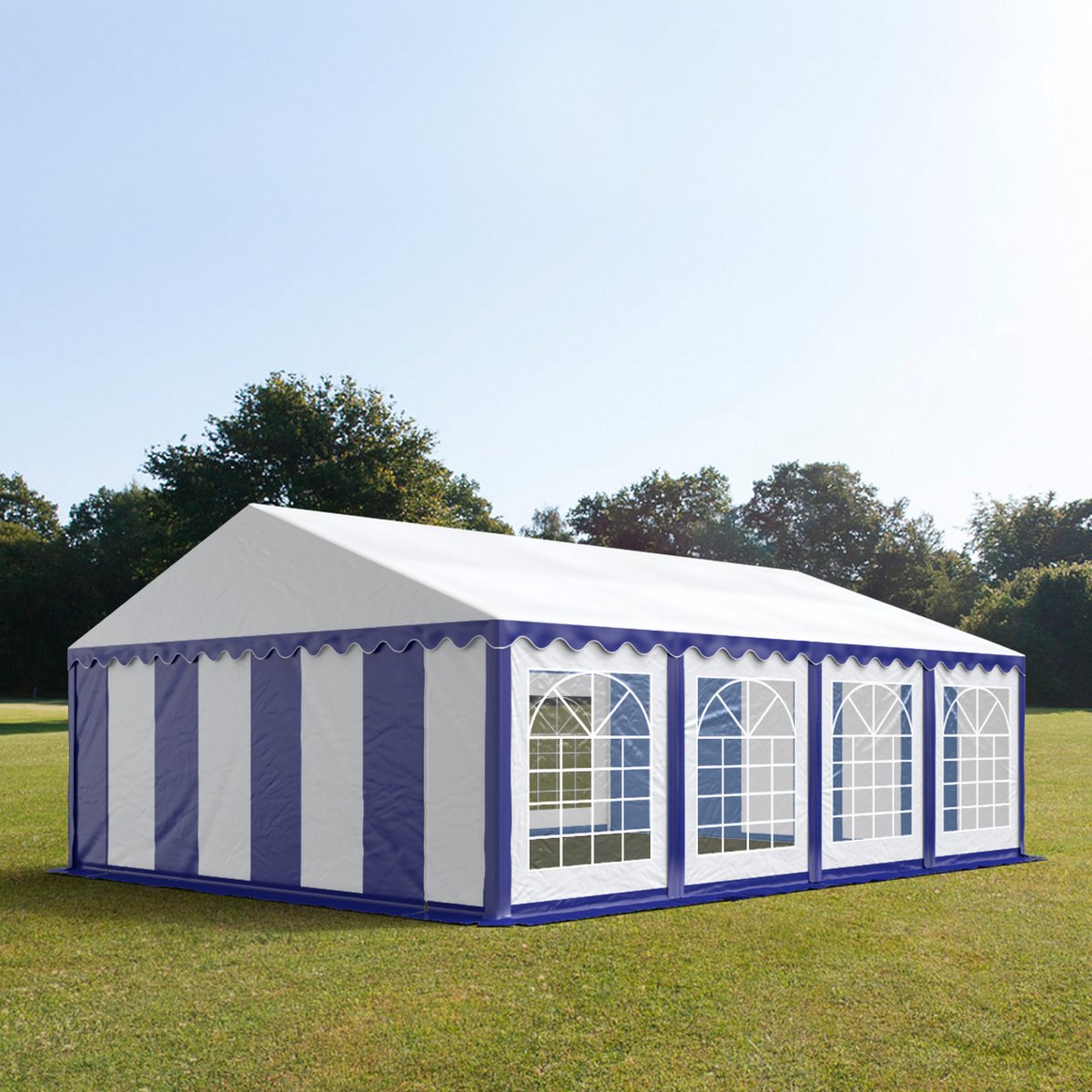 Partytent feesttent 5x8 m tuinpaviljoen -tent PVC 700 N in blauw-wit ...