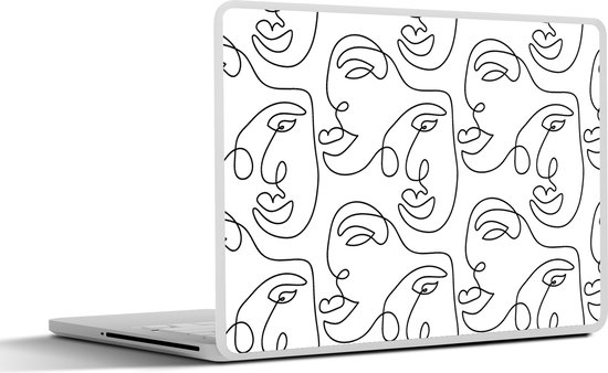 Laptop sticker - 15.6 inch - Line Art - Patronen - Zwart Wit - 36x27 ...