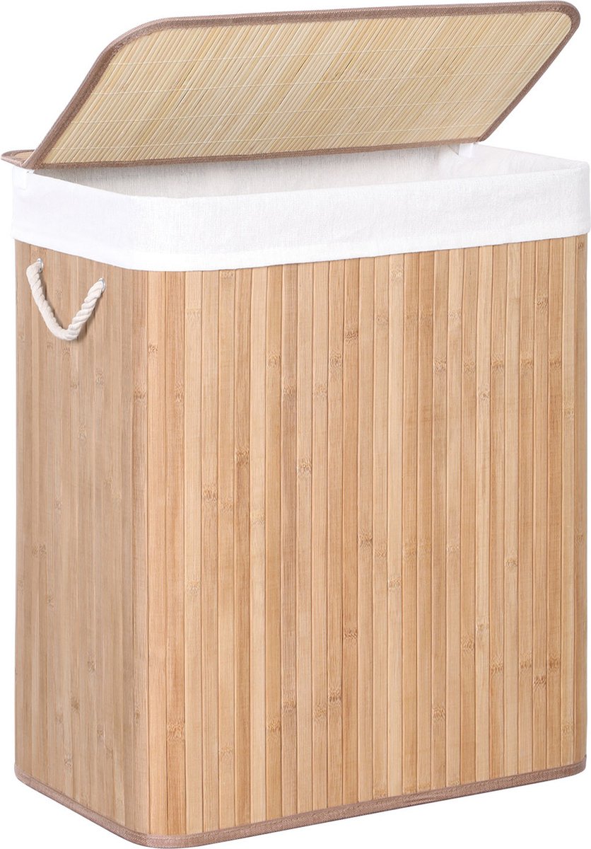 Hoppa! Panier à linge Songmics 100 L, panier à linge en bambou, bac à linge avec... | bol.com