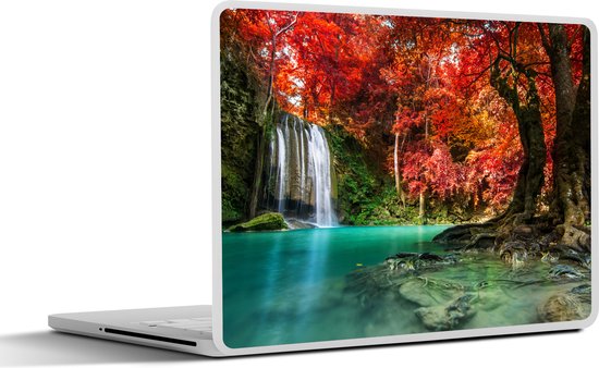 Laptop sticker - 12.3 inch - Waterval - boom - Rood - Herfst - Water ...