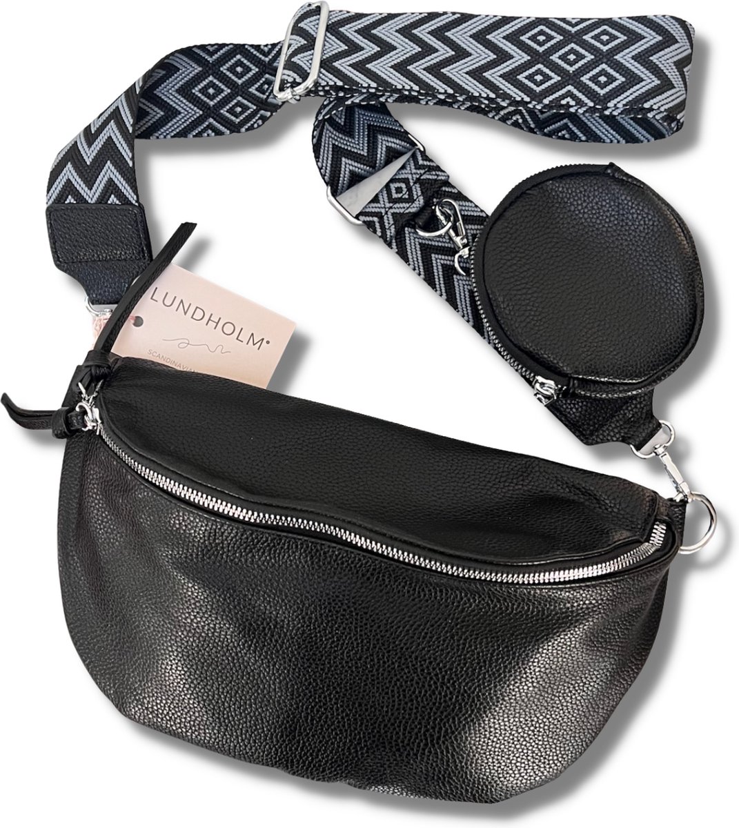 Lundholm heuptasje dames zwart met tassenriem bag strap - heuptas dames ...