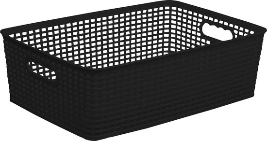 Opbergmand Rattan 12L - Mand - Rechthoek - Zwart | bol.com