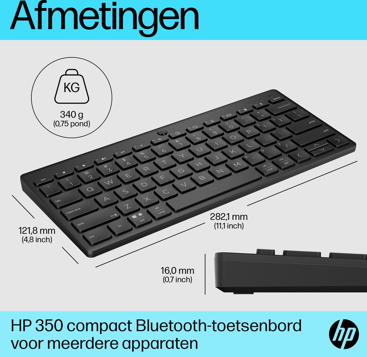 HP 350 Compact - Draadloos Toetsenbord - Bluetooth - Qwerty - Zwart | bol.com