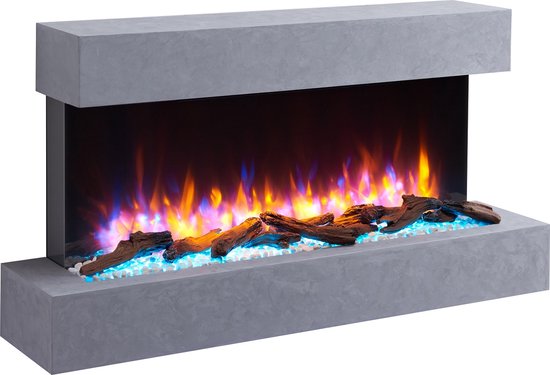 Richen - Elektrische Haard Ignis Grijs - 3D vlammeneffect - 4 Standen ...