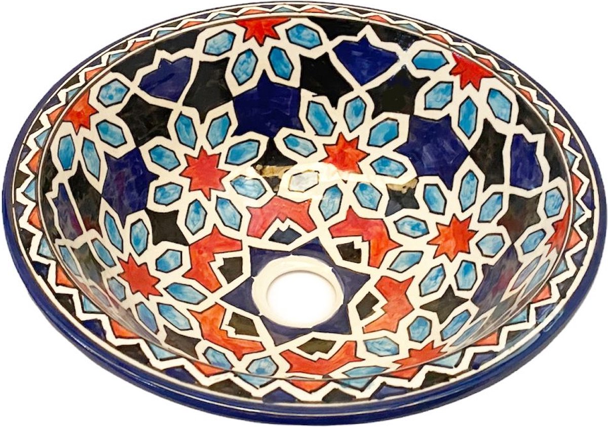Unieke handgemaakte ronde waskom - Marokkaanse wasbak -Ø 35 cm | bol.com