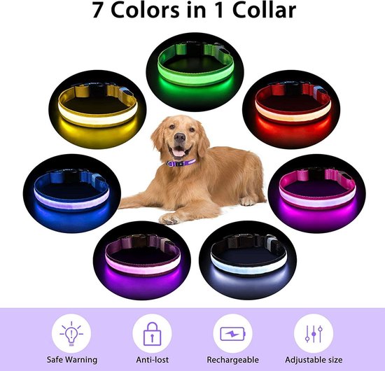 LED Halsband Hond - USB Oplaadbaar - Groen - XL | bol.com