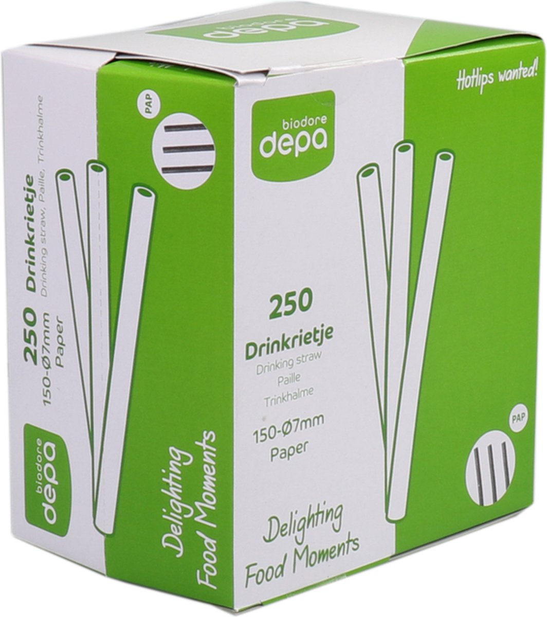 Biodore Rietje, drinkrietje, papier, 150mm, zwart 250st | bol.com