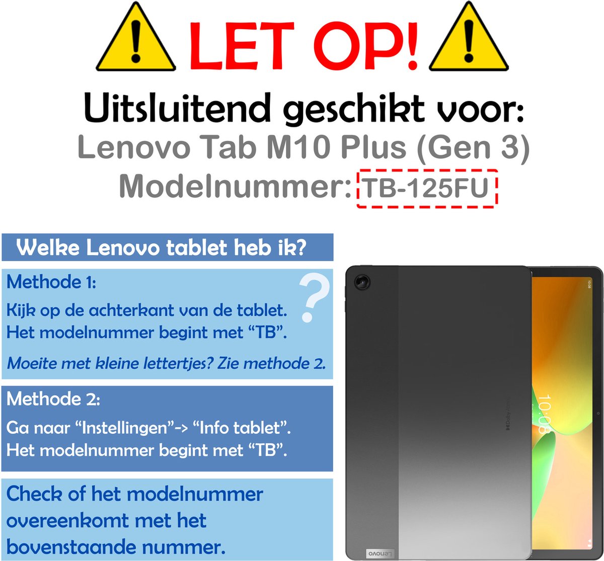 Lenovo M10 Plus (3e generatie) Toetsenbord Hoes Keyboard Case Book ...