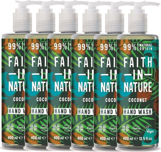 FAITH IN NATURE - Hand Wash Coconut - 6 Pak - Voordeelverpakking | bol