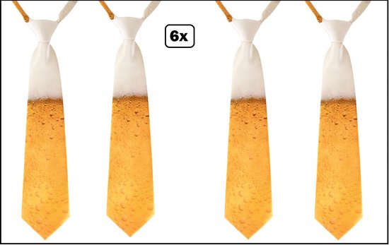 6x Stropdas Bier - Bier feest Apres ski Oktoberfest Carnaval gele ...